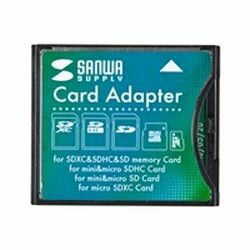 SDHC・SDXCカードをコンパクトフラッシュに変換できる便利なアダプタ!!SD・SDHC・SDXCカードをコンパクトフラッシュ(TypeII)に変更。押したら出てくるプッシュ式コネクタ。ドライバーインストール不要。検索キーワード:SANW...