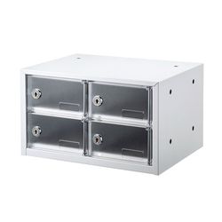 スマートフォンの収納保管に最適。スマートフォン収納できる保管庫です(有効内寸:W130×D220×H60mm/一箇所当たり)。正面扉は鍵付です。内部が確認できる半透明の扉を採用しています。検索キーワード:SANWA SUPPLY | さんわ...