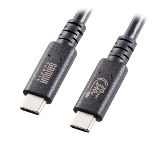 USB Type-C USB20Gbps(USB4 Gen2x2)対応ケーブル 2m ブラック PD240W対応 USB認証取得品USB Type-Cポートを持つパソコンやタブレット端末などと、USB機器(Type-Cポートを持つ機種)を接...