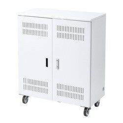 省スペースにノートパソコンを22台収納できる保管庫。17インチ程度までノートパソコン22台を一括収納できる、省スペースタイプの保管庫です。(一箇所収納スペース：W430×D294×H70mm)正面扉、バックパネルは鍵付きです。(前後共通鍵)...