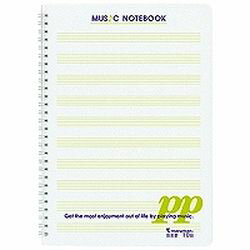 文具 ＞ ノート ＞ リングノート。オリジナル筆記用紙を使用した書きやすい音楽罫ノートですB5サイズのリング音楽罫ノートです。◆材質：表紙：PP、筆記用紙70g／平方メートル◆本体サイズ：183×252mm◆製本：ツインワイヤ　◆罫内容：音...