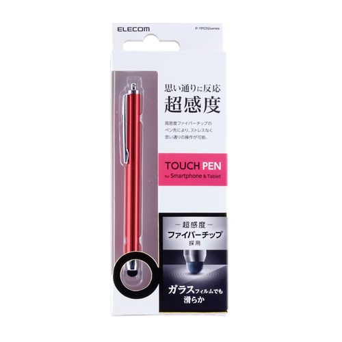 軽いタッチで超反応するペン先により、思い通りの操作ができるタッチペンです。タッチペン 超感度 高密度ファイバーチップ クリップ付き レッド。対応機種：各種スマートフォン・タブレット ※特定のアプリ/ソフトをご使用の際に、専用タッチペンのみで...