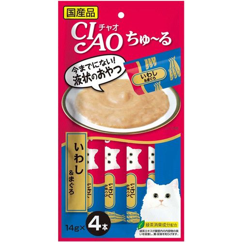 食べやすい！液状のおやつ。衣料・生活用品 ＞ レジャー／園芸／ペット用品 ＞ ペット用品 ＞ 猫用フード。●いわし＆まぐろのちゅ〜るです。●スティック状の小袋にはいっているので、開けたての美味しさを都度味わえるのはもちろん、猫ちゃんがそのま...