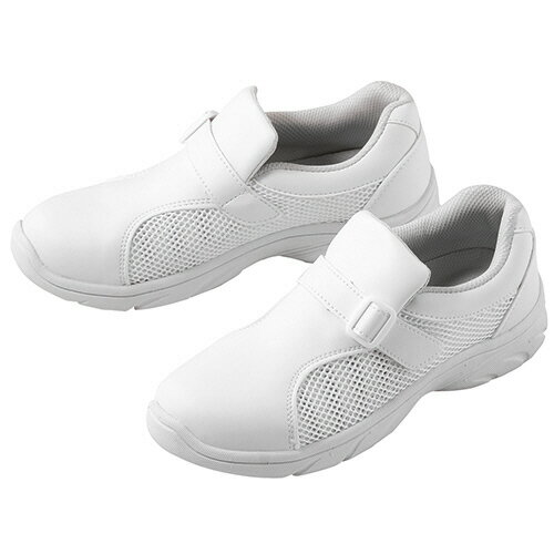 涼しくて軽いメッシュのシューズ。衣料・生活用品 ＞ 生活雑貨 ＞ 履物 ＞ 医療／介護スタッフ向けシューズ／サンダル。●29.0cmサイズ、色はホワイトです。●脱ぎ履きラクな面ファスナーになっています！。