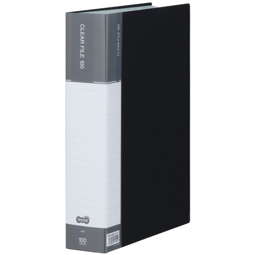 【固定式】書類が入れやすい台紙入！。CFDA4100DM。ファイル ＞ クリアファイル ＞ 固定式 ＞ 。●0.05mm厚の丈夫なポケット！A4タテ、100ポケット、ダークグレーのクリアーファイルです。●表紙が厚めの頑丈設計。●静電気が起き...