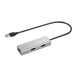 Giga対応 Type-A USB 3.2(Gen 1)用LANアダプター USB Type-A×3ポート付き●ケーブル1本でUSB機器をまとめて接続、USBポート不足解消●LANポートのないパソコンも有線LAN環境へ●挿すだけで使える&簡...