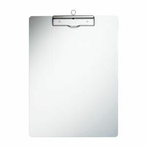 ★水にも強く、丈夫なアルミ製用箋挟です。 ●外形寸法：縦290×横395mm×厚14．4mm ●ボード厚：1mm ●規格：B4−E ●綴じ枚数：50枚 ●材質：板面＝アルミニュウム　