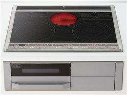 スペック情報 設置タイプビルトイン グリル種類シーズヒーター ヒーター*13口 ロースター*2両面 火力左：3kW右：3kW中央：1.2kW グリル火力1.6kW 火力調整左右：9段階中央(ラジエントヒーター)：3段階グリル：3段階 クイッ...