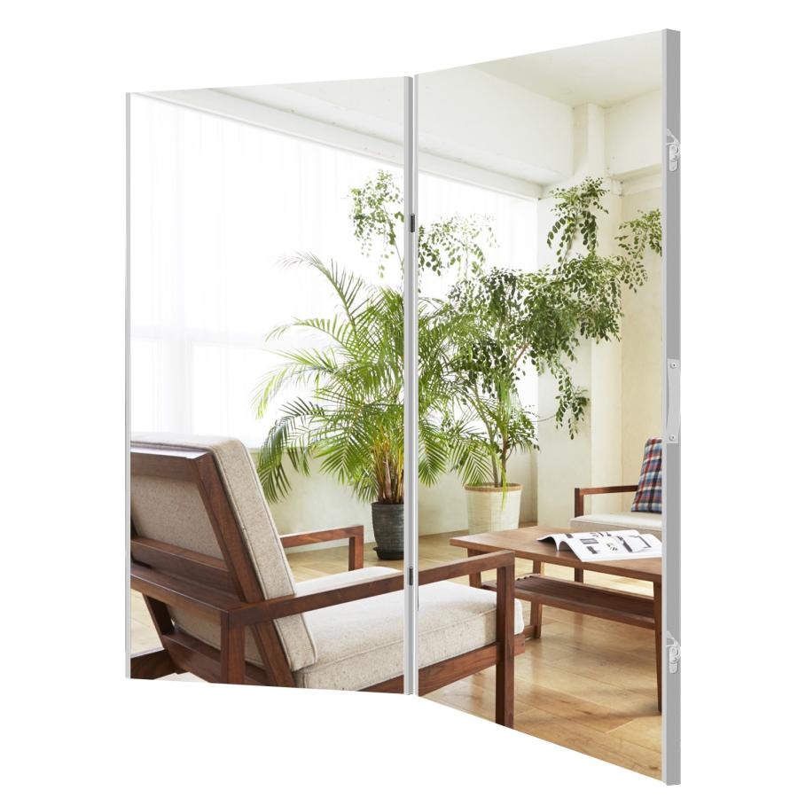 折りたたみミラーは、自宅ダンス練習 タンスミラー タンス教室、トレーニング鏡 ジム ヨガミラー ゴルフ練習など、撮影教室,モデル様など、様々な用途で使えるおしゃれな全面映る鏡です サイズ高さ約160cmx幅80cmx2 ,重さ約5.9kg。...