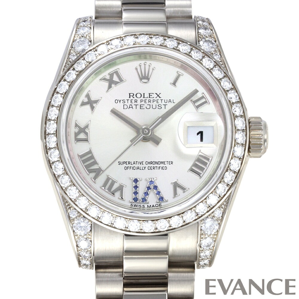 88％小傷程度 ■ブランド ROLEX ロレックス ■商品名 デイトジャスト ■型番 179159 ■素材 18Kホワイトゴールド ■サイズ レディース（直径26mm） ■動力 自動巻き ■ダイアル シルバー ■インデックス ローマ／VIサ...