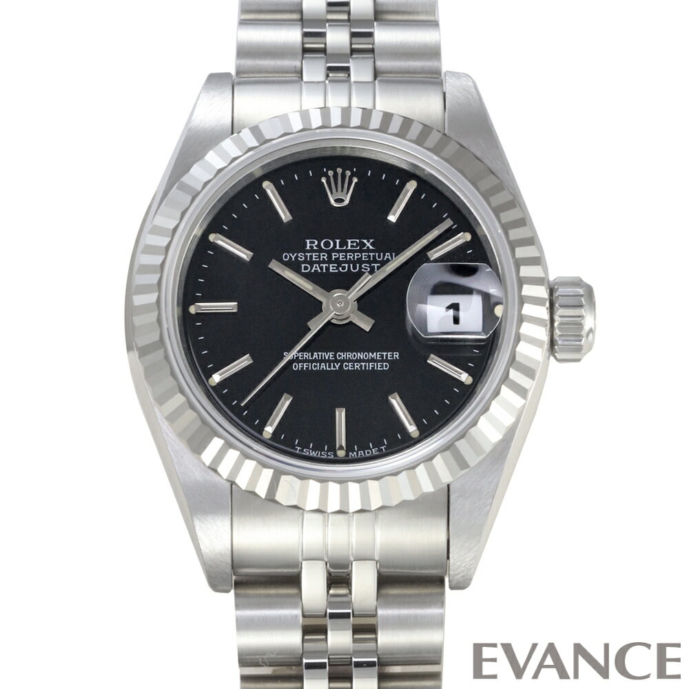 98％良品～新品同様 ■ブランド ROLEX ロレックス ■商品名 デイトジャスト ■型番 69174 ■素材 ステンレス＆18Kホワイトゴールドベゼル ■サイズ レディース（直径26mm） ■動力 自動巻き ■ダイアル ブラック ■インデ...