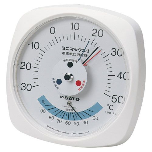 【画像はイメージです】発送日が表示納期を超える場合は、別途ご相談いたします。★数量・大口割引も受付中！お問い合わせください。TEL：045-243-0716 ■ミニマックスI 型最高最低温度計湿度計付 7308-00の特長 最高・最低温度、...