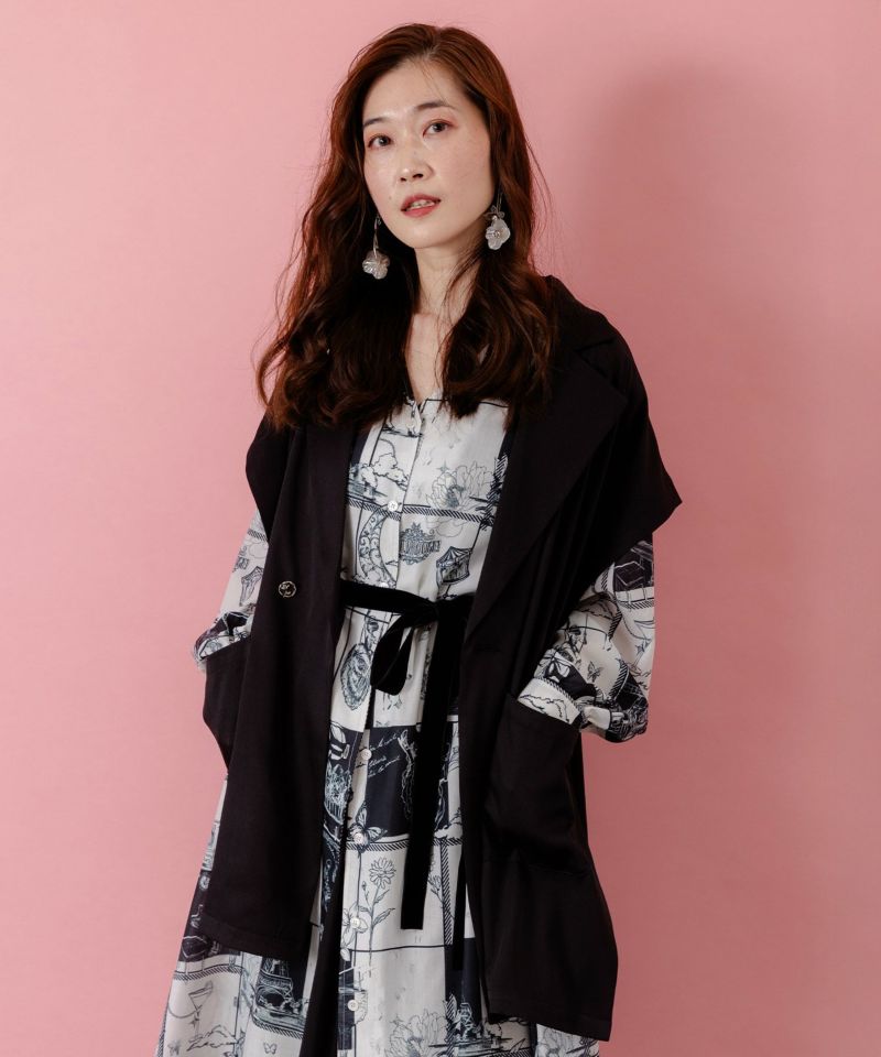 ＊商品詳細＊ 商品名 is scolar イズスカラー　553210：リボン刺繍テーラードジレ 定価￥10,780 ＋　iS ScoLar商品　＋ 背中に大きな蝶々とお花の刺繍を施したデザインが目を惹くテーラードジレ。 大胆ながらも品があり...