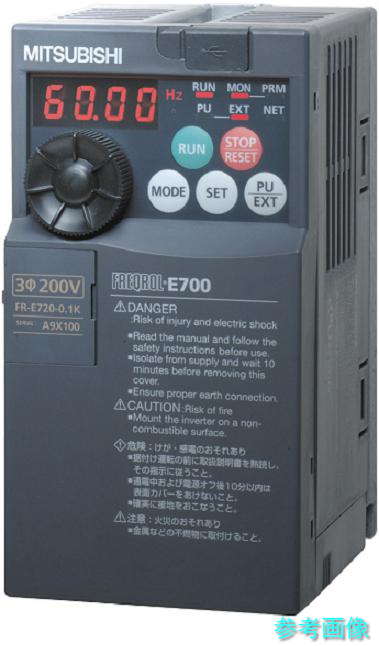 メーカー：三菱電機（株） 在庫状況：仕入先在庫品 納期：お支払い確認後、3営業日以内出荷予定（欠品時は早急にご連絡いたします。） 簡単・パワフル小形インバータ FREQROL-E700シリーズ 三相200Vです。 ○特長 ・小形機種トップレ...