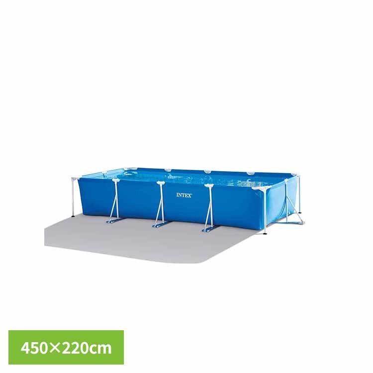パーツを組み立て水を入れるだけの簡単大型プールです。別売りのフィルターポンプ接続可能。●商品サイズ（cm）幅約450×奥行約220×高さ約84●商品重量約36kg●水量目安約7127リットル（検索用：INTEX プール 大型 家庭用 AGP...