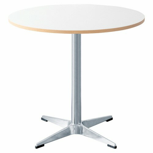 商品説明側面カラーがアクセントになるラウンド天板と、光沢の美しいシルバー脚がお部屋に映えるカフェテーブル『Caredo（カレド）』。 二人掛けに丁度良い幅80cmサイズで、お食事や作業に最適。サイズ幅80×奥行き80×高さ75cm主材質MD...