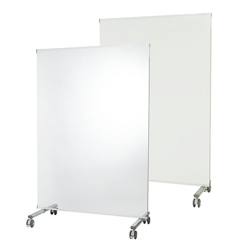 ボードマーカーで記入できるホワイトボードのパーティション片面ミラーボード／片面スチールホワイト・キャスター付板面寸法W1180XD610XH1780ミラー面寸法W1180XH1620【送料について】■沖縄・その他離島は配送不可。大型商品に関...