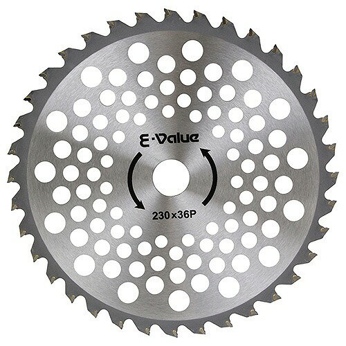 商品説明軽量タイプで刈払作業の負担を減らします。 【用途】 草刈り作業。 【機能】 ●強力斜め埋め込みのため耐久性抜群です。 ●刃先全面研磨なので、切れ味抜群です。 ●軽量で楽に作業が行なえます。 【仕様】 ●外径：230mm。 ●刃数：3...
