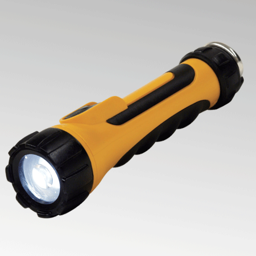 ●レンズで効率よく光を集光した照射パターン。●ラバーで衝撃を吸収し、ライトをしっかりガード。●雨の中でも使用できる防雨仕様。●アウトドアや防災に便利。●便利なフック付き。 仕様 ■使用電源：単三形乾電池×2本(別売)■連続点灯時間：約20時...