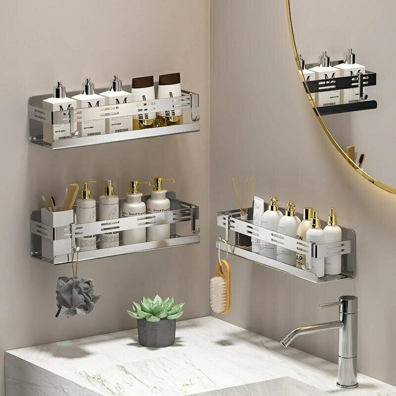 【幅広い用途】このラックは浴室の壁だけでなく、冷蔵庫の側面にも使えます。電子レンジ、洗濯機、乾燥機にも最適です。 シャワージェル、入浴剤、スパイスボトル、ティーバッグ、スナック、洗濯用品、なども収納できます。本製品は底面に水切りのための穴が...