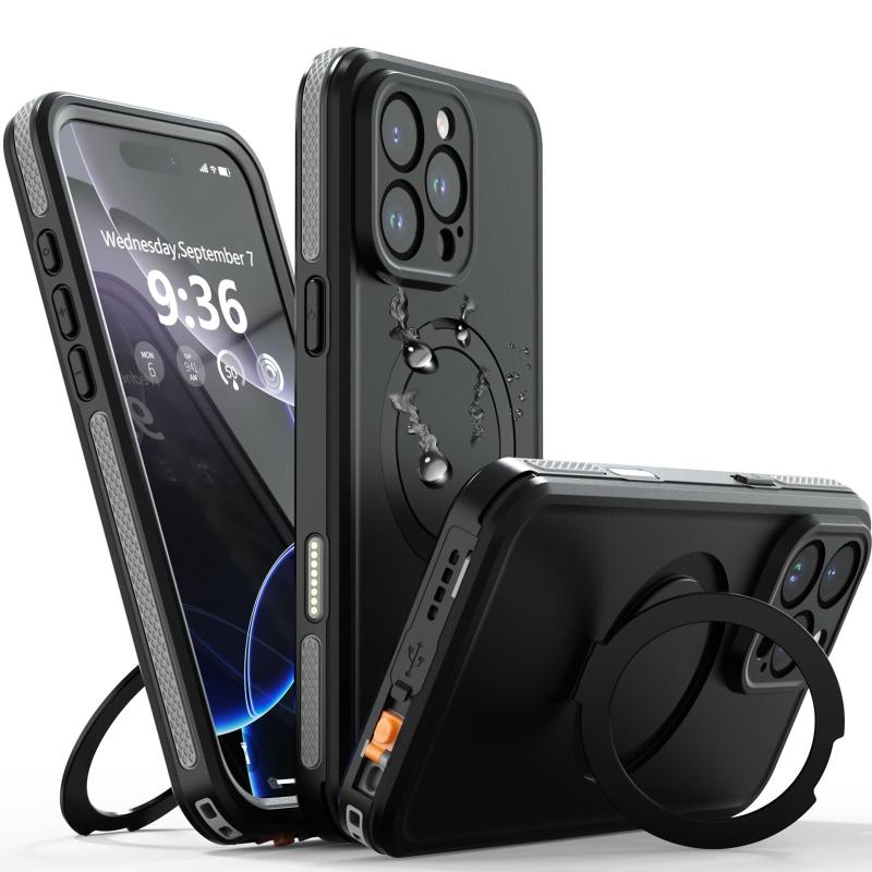 【防水・スタンド機能・MagSafe対応】UMITTOS iPhone 16 Pro Max 用 ケース 防水 衝撃吸収 水中撮影対応 顔認証対応 全面保護 完全防水 防雪 防塵 滑り止め 手持ちやすい 頑丈 耐衝撃 ストラップ付き 【IP...