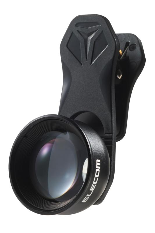 エレコム スマホ 望遠レンズ 2倍 2× 外付け 挟むだけ FMC加工 ケラレ現象軽減 レンズキャップ付き 収納ポーチ付属 iphone P-SLZ2XBK