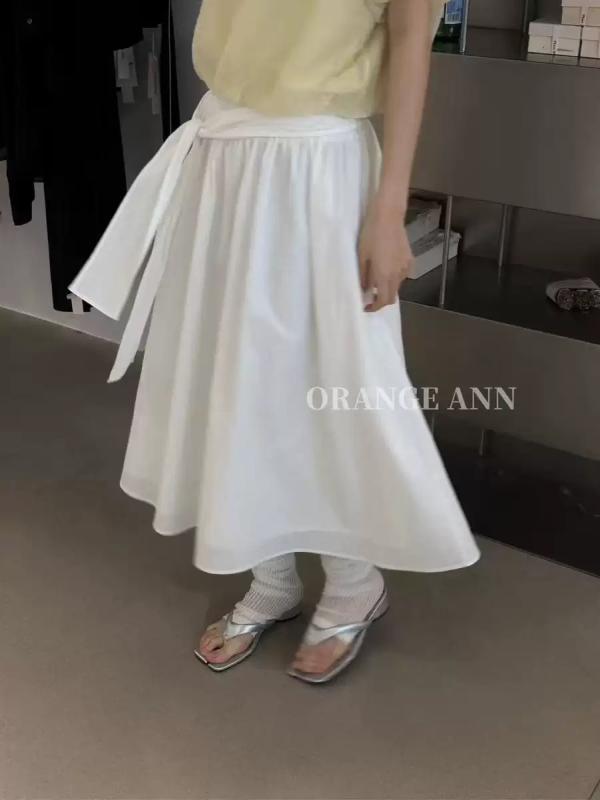 スカート レディース ロング ハイウエスト Aライン ギャザー リボン フレア おしゃれ きれいめ カジュアル ミモレ丈 春夏 無地・カテゴリ: 半身裙・パターン: 無地・加工技術: ギャザー・素材: 綿、ナイロン・シルエット: 大振りのフ...