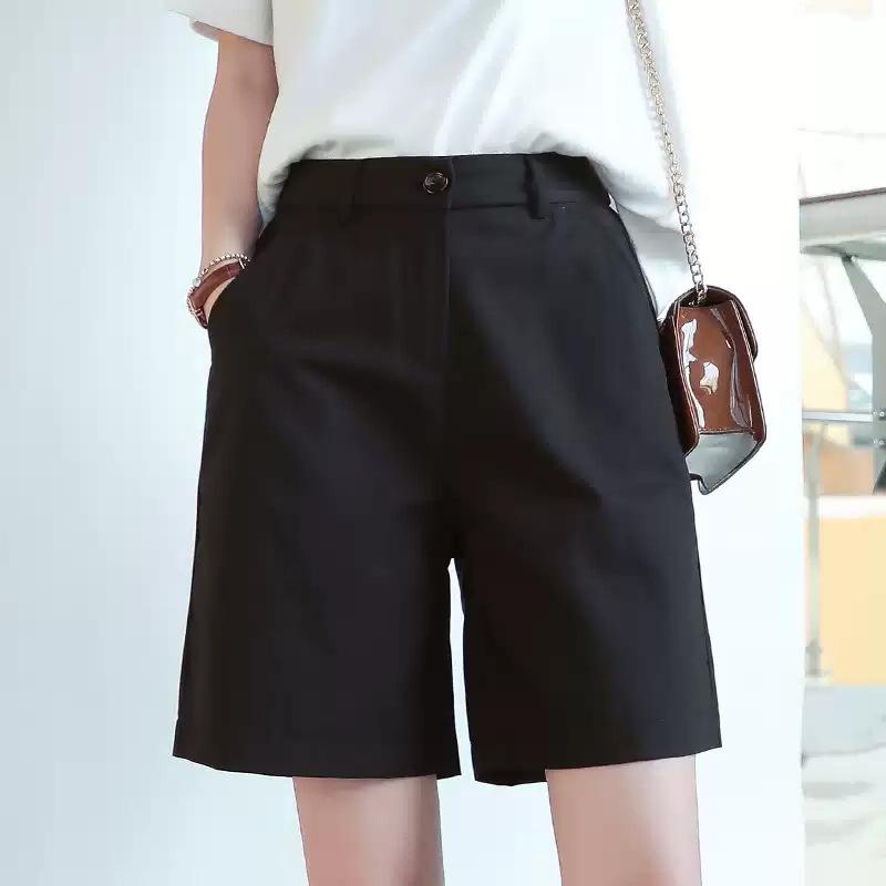 ・素材: ポリエステル90-95%・パンツスタイル: ストレート・パンツ丈: 五分丈・厚さ: 中程度・カラー: ブラック・サイズ: S, M, L, XL, 2XL, 3XL・対象: 女性・種類: カジュアルパンツ