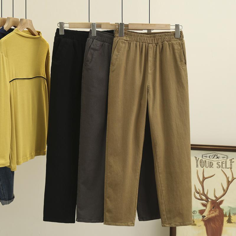 ・主な素材: 綿80%〜90%・カラー展開: ブラック、グレー、ブラウン・サイズ展開: L、1XL、2XL、3XL、4XL・スタイル: 通勤・パンツタイプ: テーパード・パンツ丈: ニーパンツ・対象性別: 女性・対象年齢: 成人