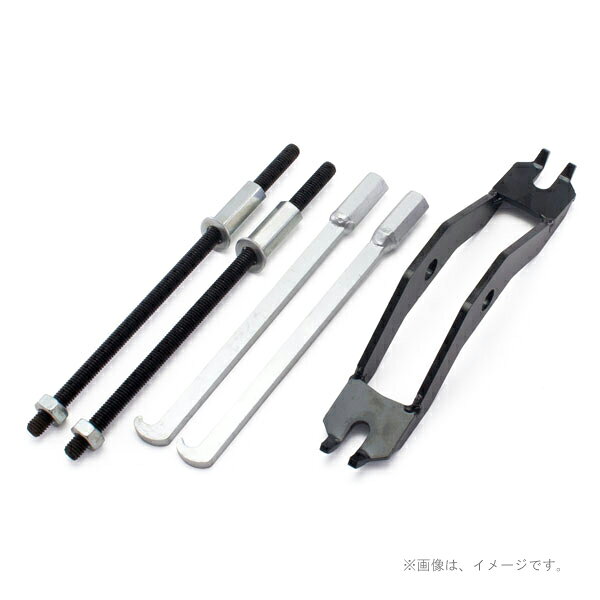 【品名】 スプリングコンプレッサー 【品番】 D59-29-101 【特徴】 ビンテージ車両などのツインショックリアサスペンション用に設計。2本のフックがしっかりとスプリングを保持し、ナットを均等に締め込むことで圧縮してスプリングを取り外す...