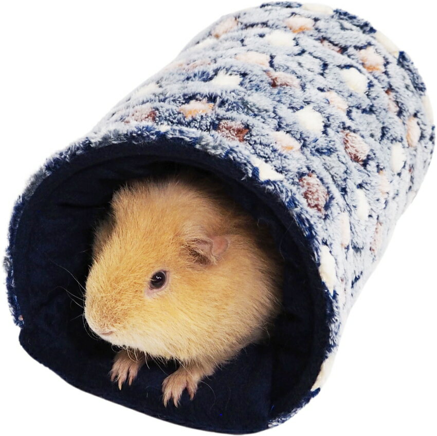 ハリネズミ・モルモット・チンチラ・フェレットなどの小動物用 みんなのトンネル　もこもこ星柄 　　　　　　 カラー：ネイビー サイズ ：幅約16cm×奥行約25cm×高さ約14cm ・ポップな星柄がかわいい！ ・あったかもこもこボア使用で寒い...