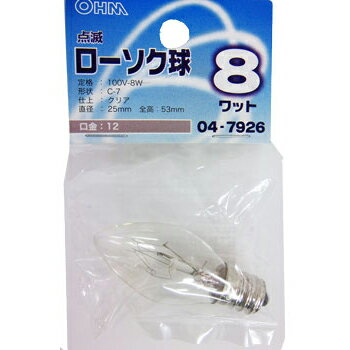 ● 電球本体にバイメタルを取り付けてあるので電球単体で点滅します。 ● 電飾、サイン照明に適しています。 ■ 定格：100V−8W ■ 形状：C−7 ■ 口金：E12 ■ 色：クリア ■ 直径25×長さ53mm ※ 屋内専用(屋外使用禁止）...