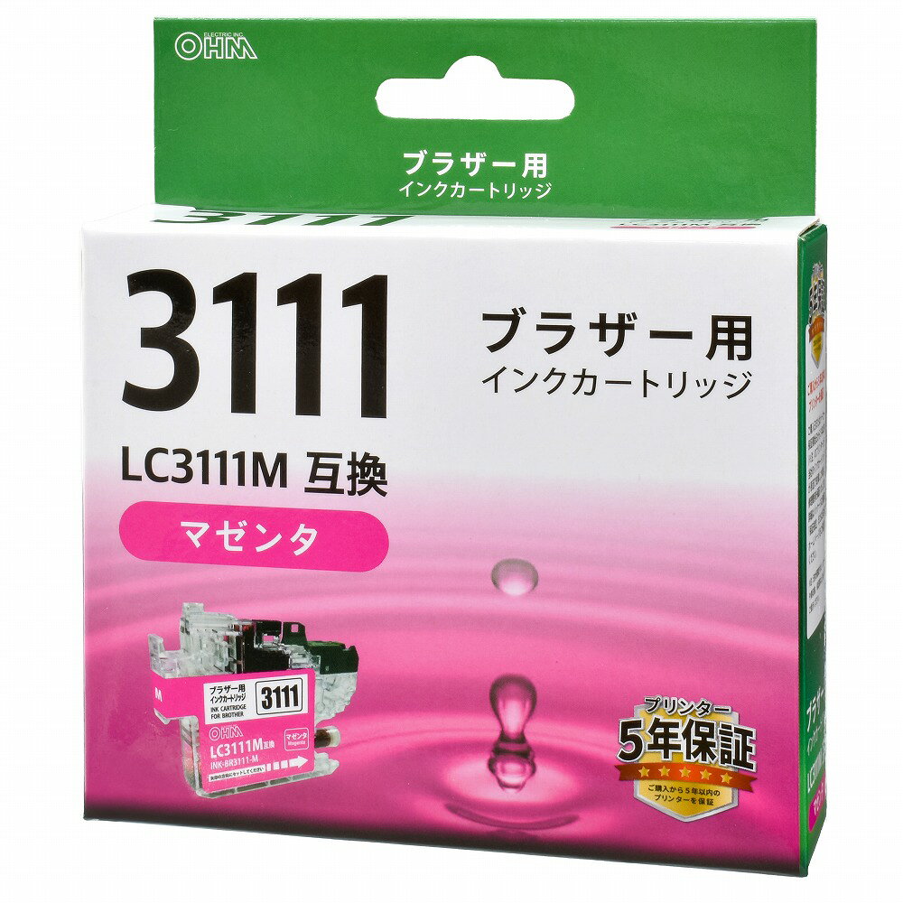 【 特 長 】 ● ブラザー用インクカートリッジです ● ブラザーLC3111M（マゼンタ）の代わりに使えます ● 染料マゼンタ ● 1個入り ● プリンター5年間保証対象品 【 仕 様 】 ■ 適合プリンター機種（2023年11月時点）D...