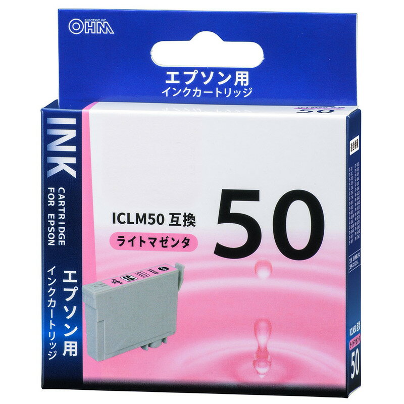 【 特 長 】 ● エプソンの純正インクカートリッジICLM50/染料ライトマゼンタの代わりに使える互換インクカートリッジです。 ● 1個入り ● 残量表示完全対応 【 仕 様 】 ■ 適合プリンター機種（2023年11月時点）EP-301...