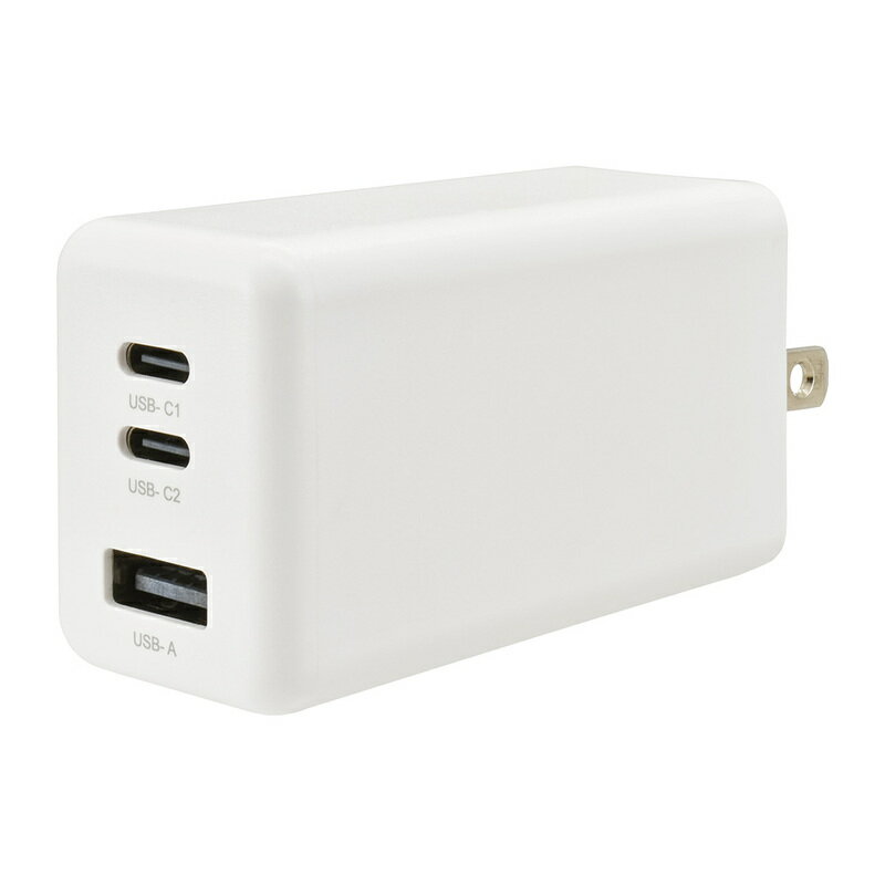 【 特 長 】 ● 3台同時に高出力で超急速充電 ● USB Type-C、PD対応 ● USB Type-A、QC3.0対応 ● GaN（窒化ガリウム）採用、PD67W ● 最大出力3.35Aの電流で充電が可能 ● 折りたたみ式プラグ ●...