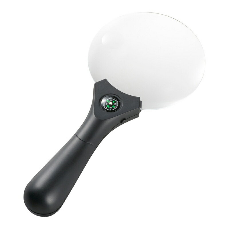 【 特 長 】 ● 光学レンズにより約2.5倍、約4倍（サブレンズ）に拡大されます。 ● メインレンズはスッキリ見やすいフチのないφ110ミリ ● 大型レンズなのに軽量約105g（電池除く）、また持ち手はラバー仕上げで持ちやすい ● LED...