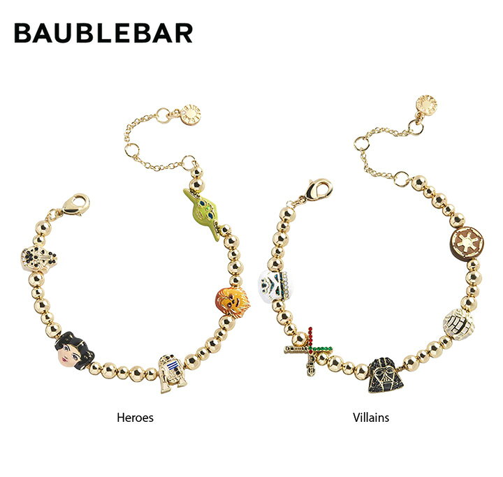 ★BaubleBar バウブルバー★ ・このスタイリッシュなSTAR WARS™チャームブレスレットで、ダークサイドの魅力を身にまとってください。 ・ダース・ベイダー、ストームトルーパー、ライトセーバー、デス・スター、銀河帝国ロゴのチャーム...