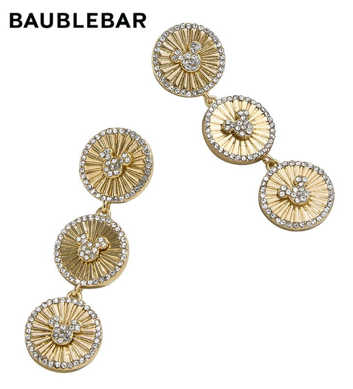 ★BaubleBar バウブルバー★ ・商品名：ディズニー ミッキーマウス メダリオン ドロップイヤリング（Disney Mickey Mouse Medallion Drop Earrings） ・説明：ミッキーマウスのシルエットをあしら...