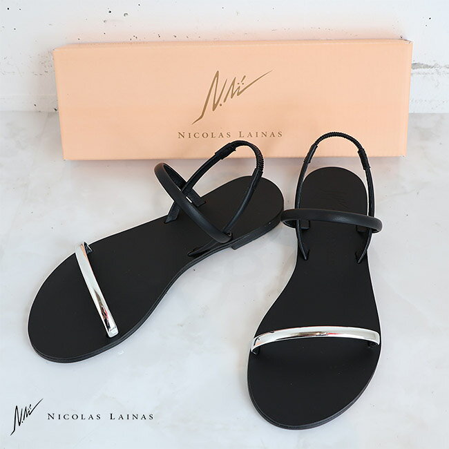 ※メーカー希望小売価格はメーカー商品タグに基づいて掲載していますNICOLAS LAINAS（ニコラスライナス） エコレザーストラップサンダル　41L-T 【30%OFF】 ブラックとシルバーのクールなカラーで大人な印象の足元に♪ 「NIC...