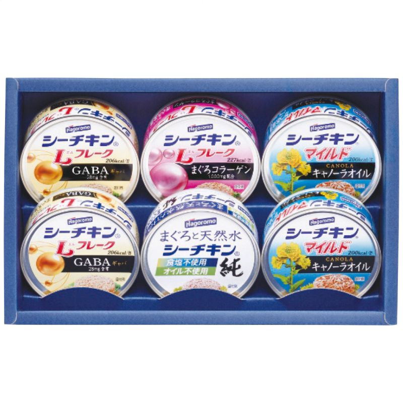 　ギフトサービスについて素材やカタチ、製法によって、さまざまなおいしさが楽しめる「シーチキン」の詰め合わせです。■商品名:シーチキンギフト SR-20A■商品説明:シーチキンマイルドキャノーラオイル・シーチキンLフレークGABA入り各2缶・...