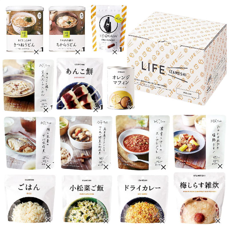　ギフトサービスについて食べない備蓄食から、おいしく食べる長期保存食へ。「イザメシ」は、突然の災害時に備えた長期保存食です。おいしさにこだわり、豊富なメニューをとりそろえ、そして、様々なシーンにとけ込むデザイン性にもこだわりました。アルファ...