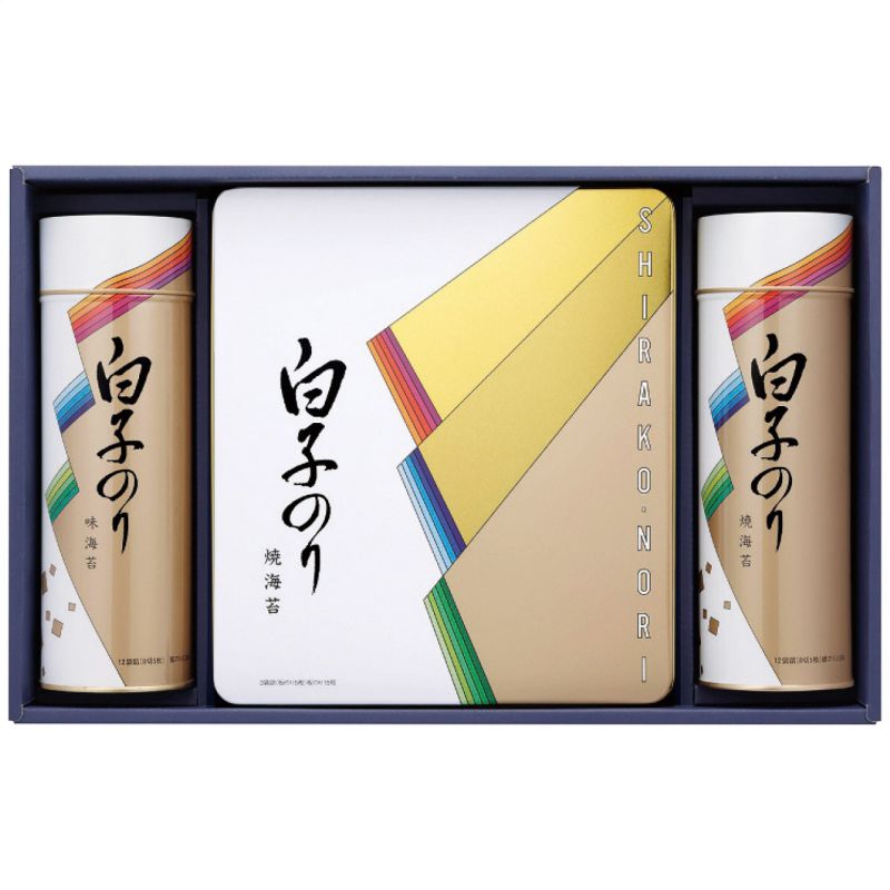 　ギフトサービスについて■商品名:のり詰合せ SA-500■商品説明:味のり(8切5枚12袋)・焼のり(板のり5枚3袋)・焼のり(8切5枚12袋)各1缶・賞味期間/製造日より常温約1080日・[日本製]・【小麦・えび・大豆】■箱サイズ:41...