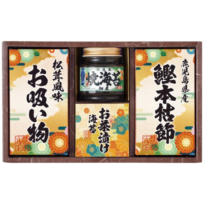　ギフトサービスについて■商品名:雅和膳 詰合せ 6451-20■商品説明:焼海苔佃煮85g×1瓶・永谷園お茶漬け海苔(4.7g×2袋)・鰹本枯節(2.5g×3袋)・松茸風味お吸い物(2.3g×4袋)各1箱・賞味期間/製造日より常温約540...