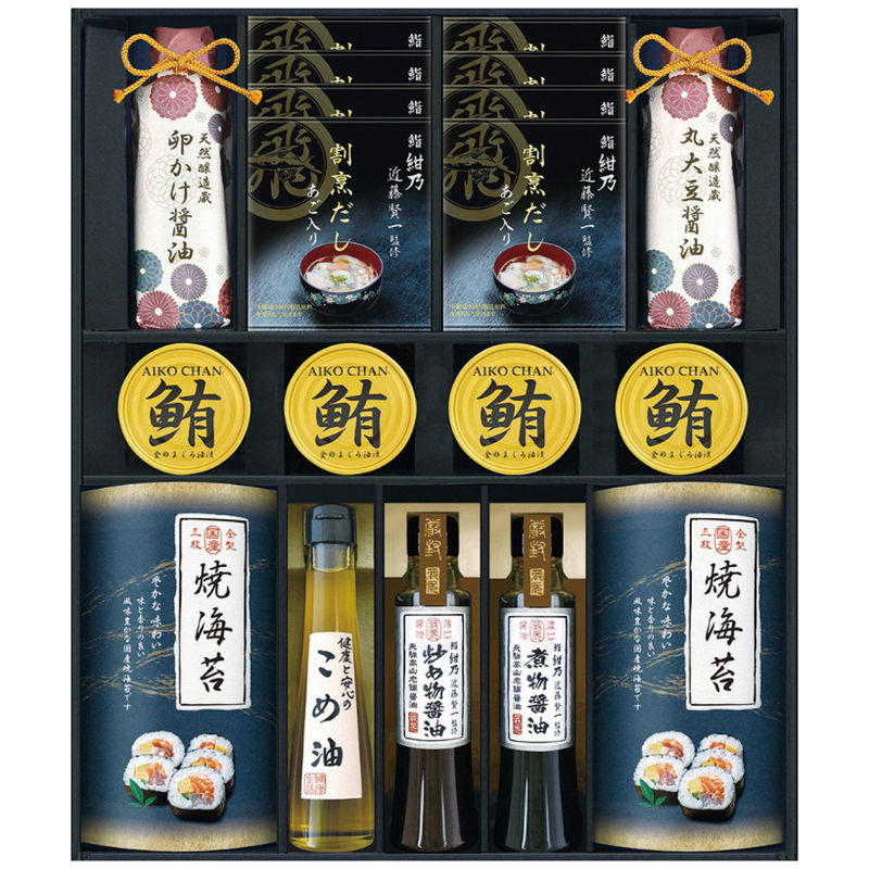　ギフトサービスについてミシュランプレートにも掲載されている鮨の名店『鮨 紺乃』。その紺乃で腕を光らせ、絶対的に味にこだわりを持つ近藤賢一氏が監修した、あご(トビウオ)入り割烹だしと飛騨高山の老舗醤油蔵で造られる特製のお醤油をセットにしまし...