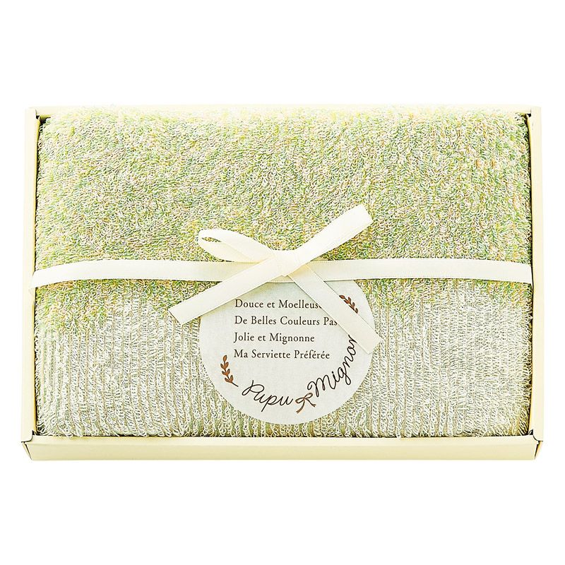 　ギフトサービスについて多色毛違いMIXカラータオル■カラー:グリーン■メーカー:Pupu Mignon(ププ・ミニョン)■商品名:フェイスタオル■サイズ:34×80cm■材質:綿100%■箱サイズ:16.7×24×3.3cm■原産国:中国...