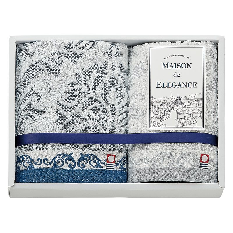 　ギフトサービスについて洋風エレガント柄今治産タオルセット■メーカー:MAISON de ELEGANCE メゾン ド エレガンス■商品名:フェイスタオル&amp;ウォッシュタオル■サイズ:フェイスタオル:32×75cm、ウォッシュタオル:...