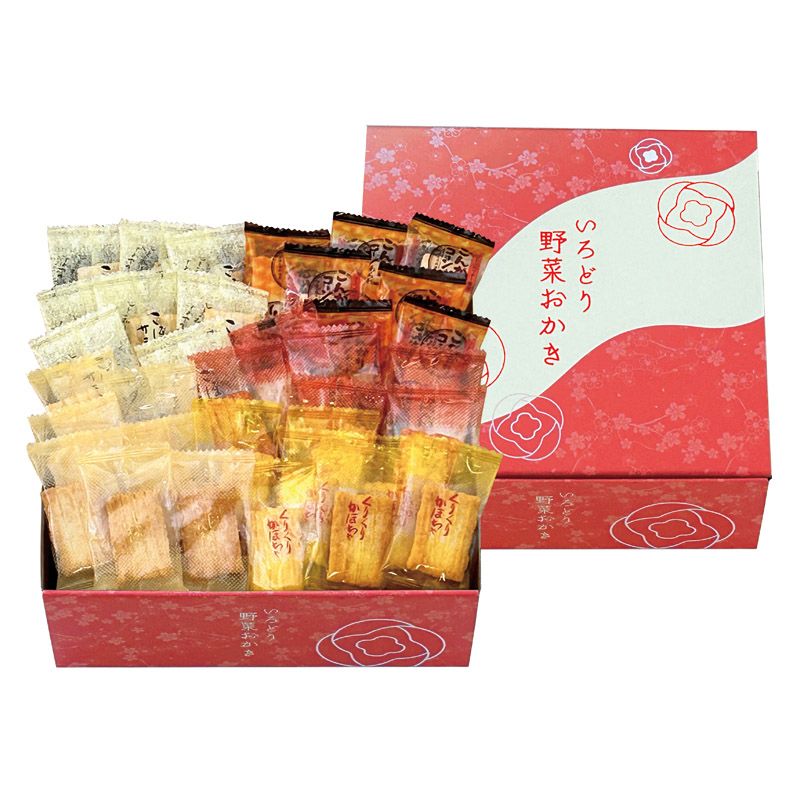 　ギフトサービスについて国産もち米を使用、お野菜が入ったおかきを便利な個包装にしてバラエティ豊かに詰合せました。■商品名:いろどり野菜おかき■セット内容:セット内容/おかきミックス(140g)■箱サイズ:21.5×21.5×8.3cm■賞味...