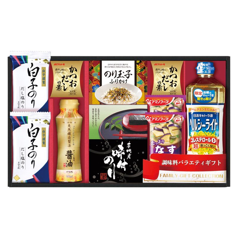　ギフトサービスについて■商品名:日清オイリオ&amp;白子のり食卓詰合せ■セット内容:セット内容/白子だし塩のり(8切5枚)・マルトモかつおだしの素(4g×4袋)・アマノなすおみそ汁(9.5g)×各2、のり玉子ふりかけ(4.5g×2袋)・...
