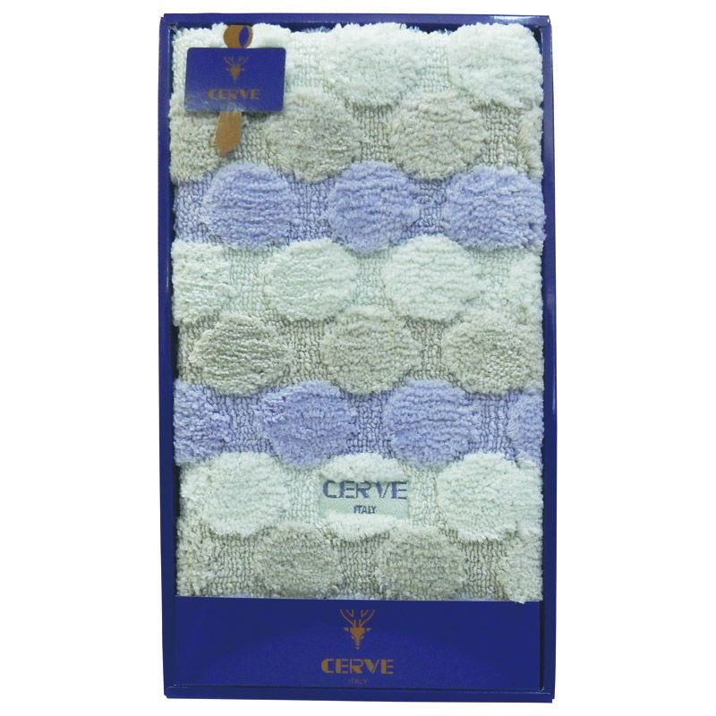 　ギフトサービスについて1秒吸水・ふんわりふわふわ やさしい繊維 サッと吸水 サラッと乾燥・裏面:すべりにくい加工■カラー:ブルー■メーカー:チェルベ■商品名:ドット 大判バスマット■サイズ:50×80cm■材質:ポリエステル100%■箱サ...