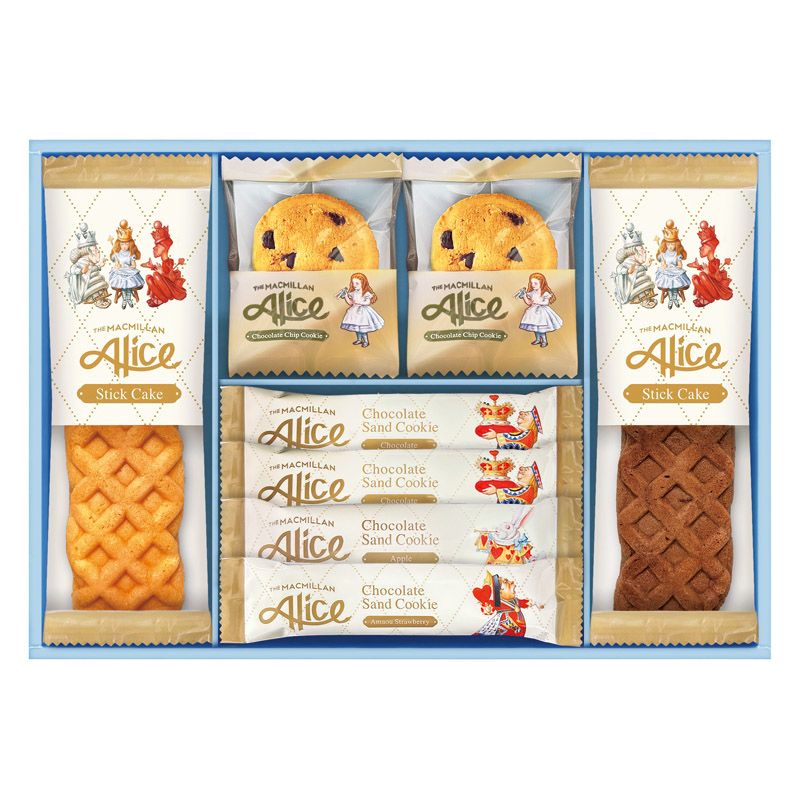 　ギフトサービスについて■商品名:マクミランアリス ガトーセレクション■セット内容:チョコチップクッキー・チョコサンドクッキー(チョコ)×各2、スティックケーキ(プレーン・ショコラ)・チョコサンドクッキー(アップル・あまおう)×各1■箱サイ...
